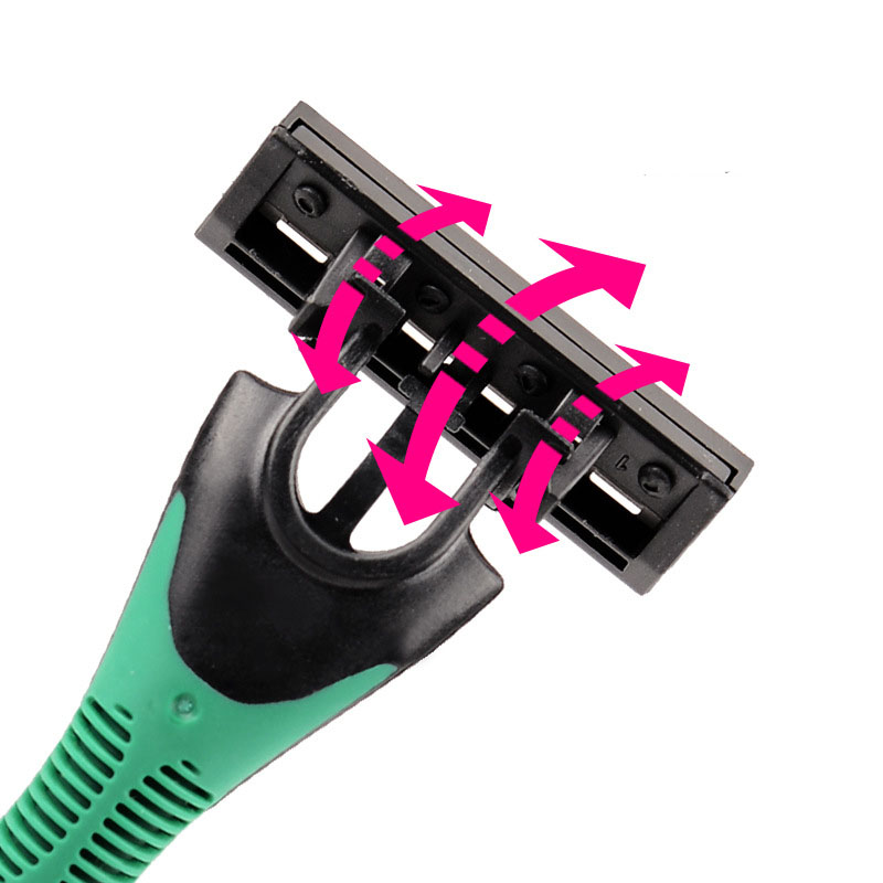 Green color three blade disposable razor
