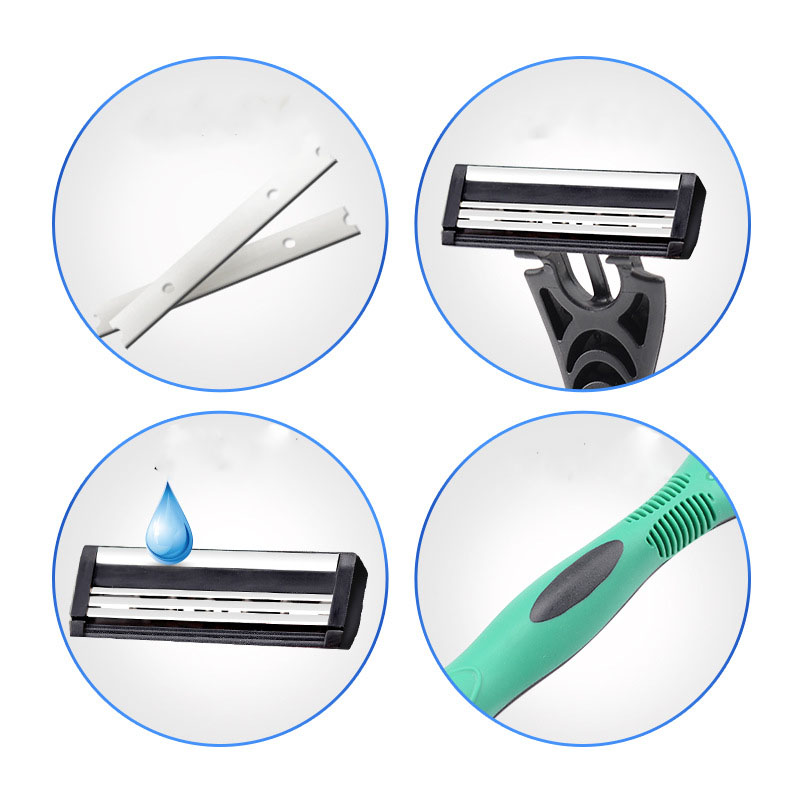 Green color three blade disposable razor