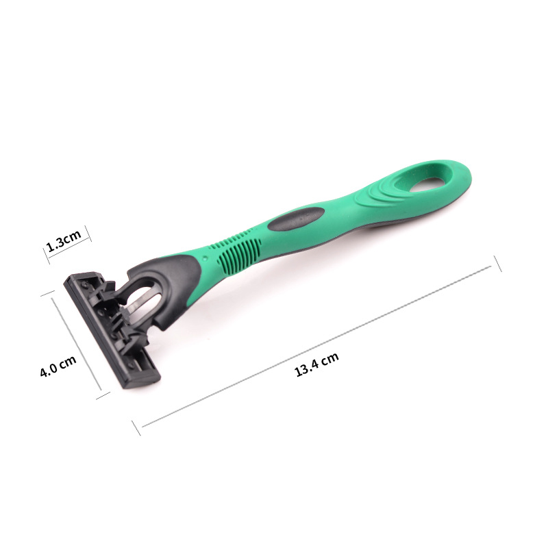 Green color three blade disposable razor